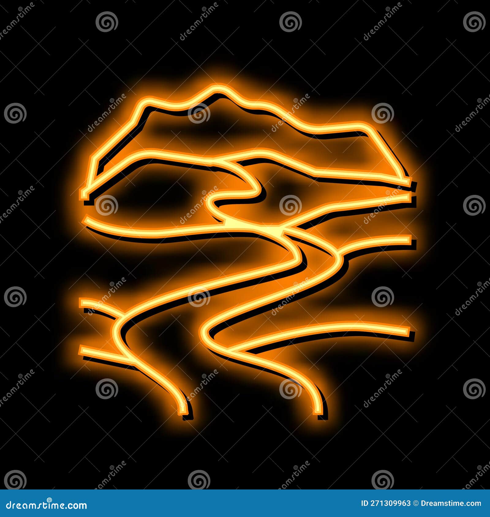 Source of River Neon Glow Icon Illustration Stock Vector - Illustration ...