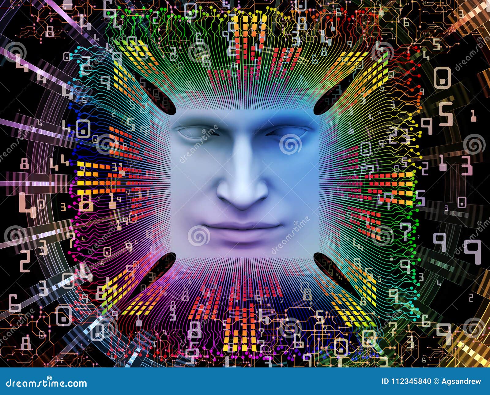 Source of Super Human AI stock illustration. Illustration of lips ...