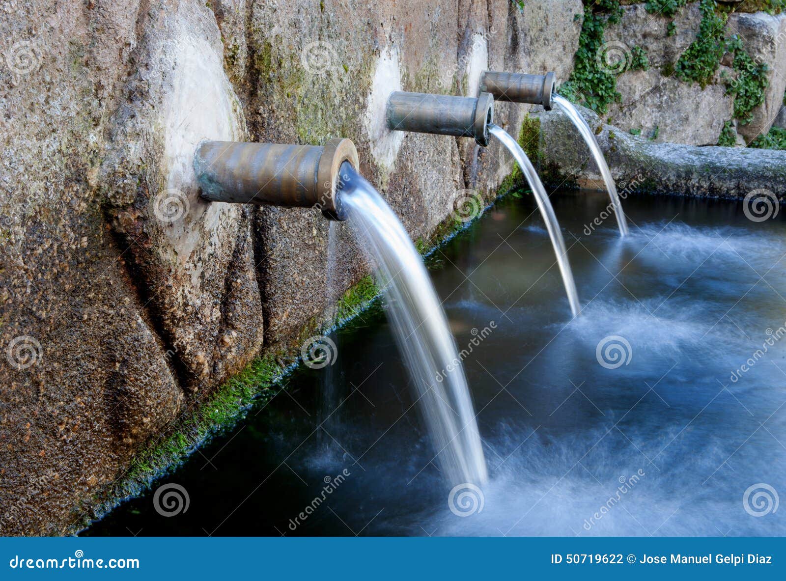 Source of Three Pipes with Crystal Clear Water Stock Photo - Image of ...