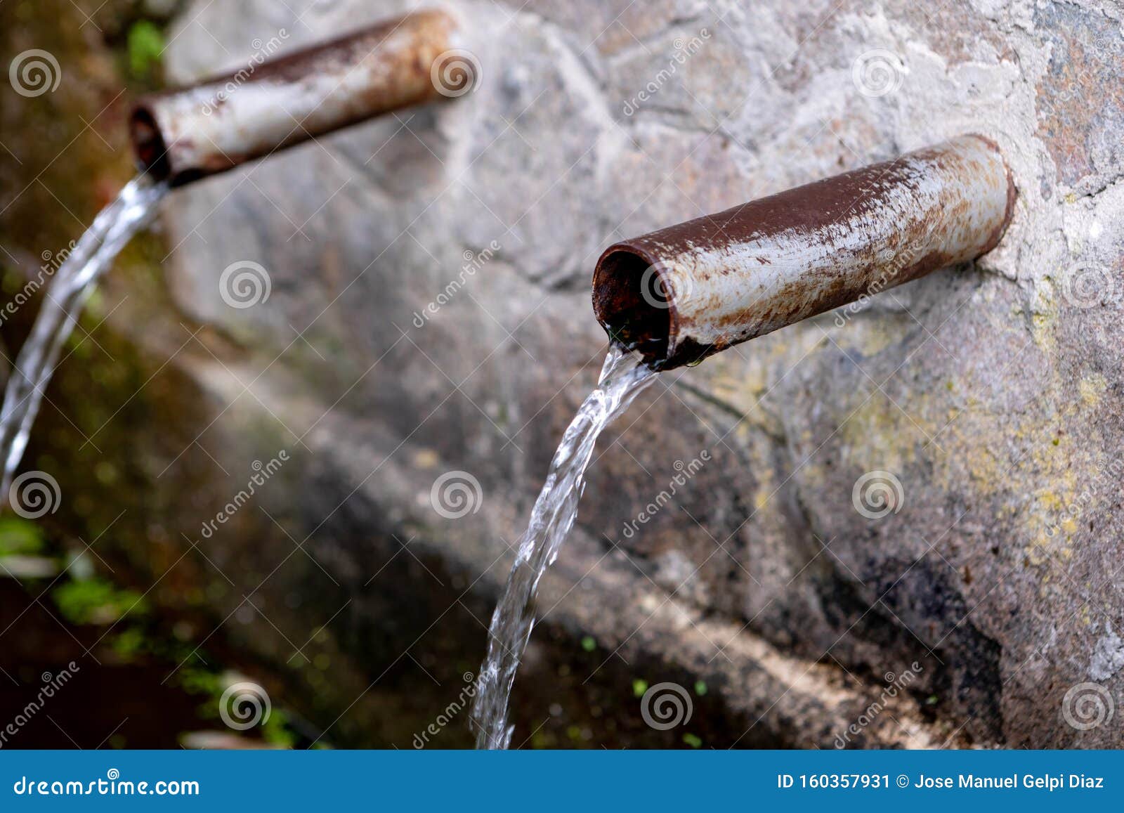 Source of Two Pipes with Crystal Clear Water Stock Image - Image of ...