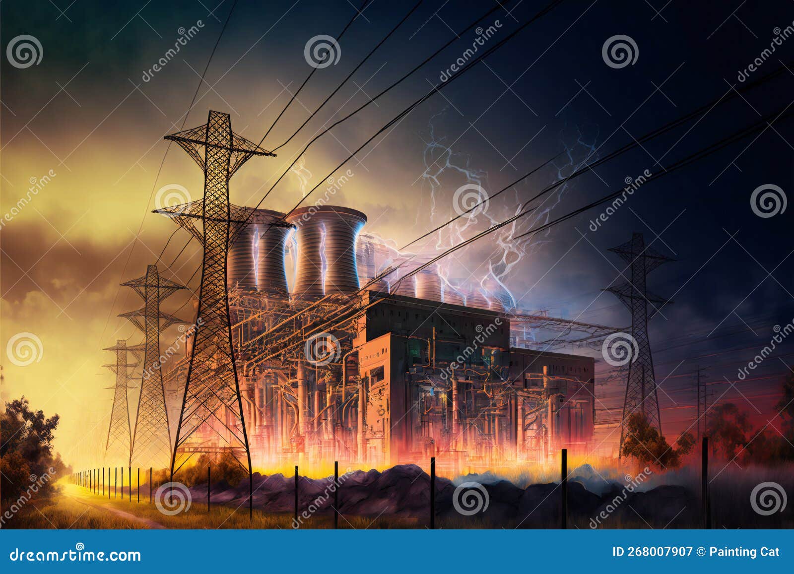 Source Types Energy, Creative Digital Illustration Painting Stock ...