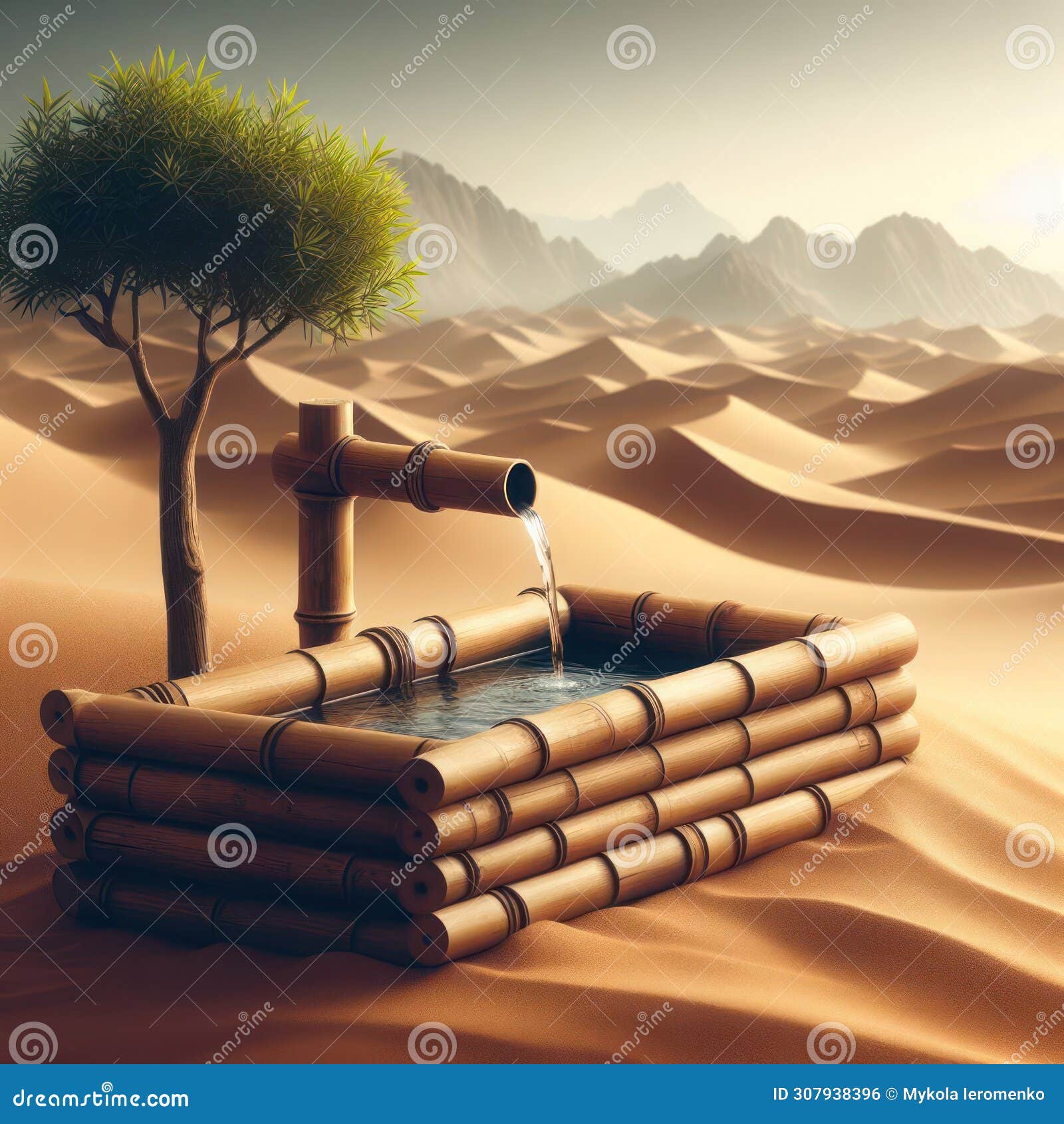 A Source of Water in the Middle of the Desert. Stock Illustration ...