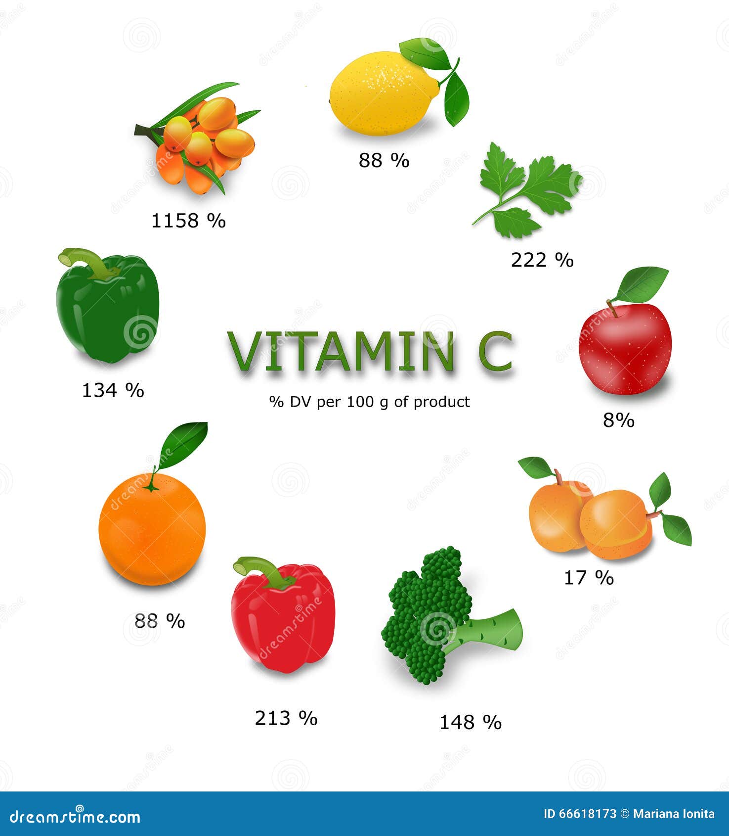 Sources de vitamine C illustration stock. Illustration du rouge - 66618173