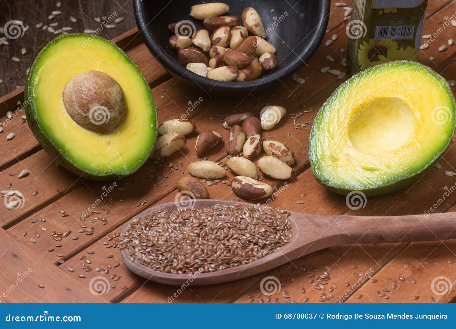 Sources of healthy fats stock image. Image of linseed - 68700037