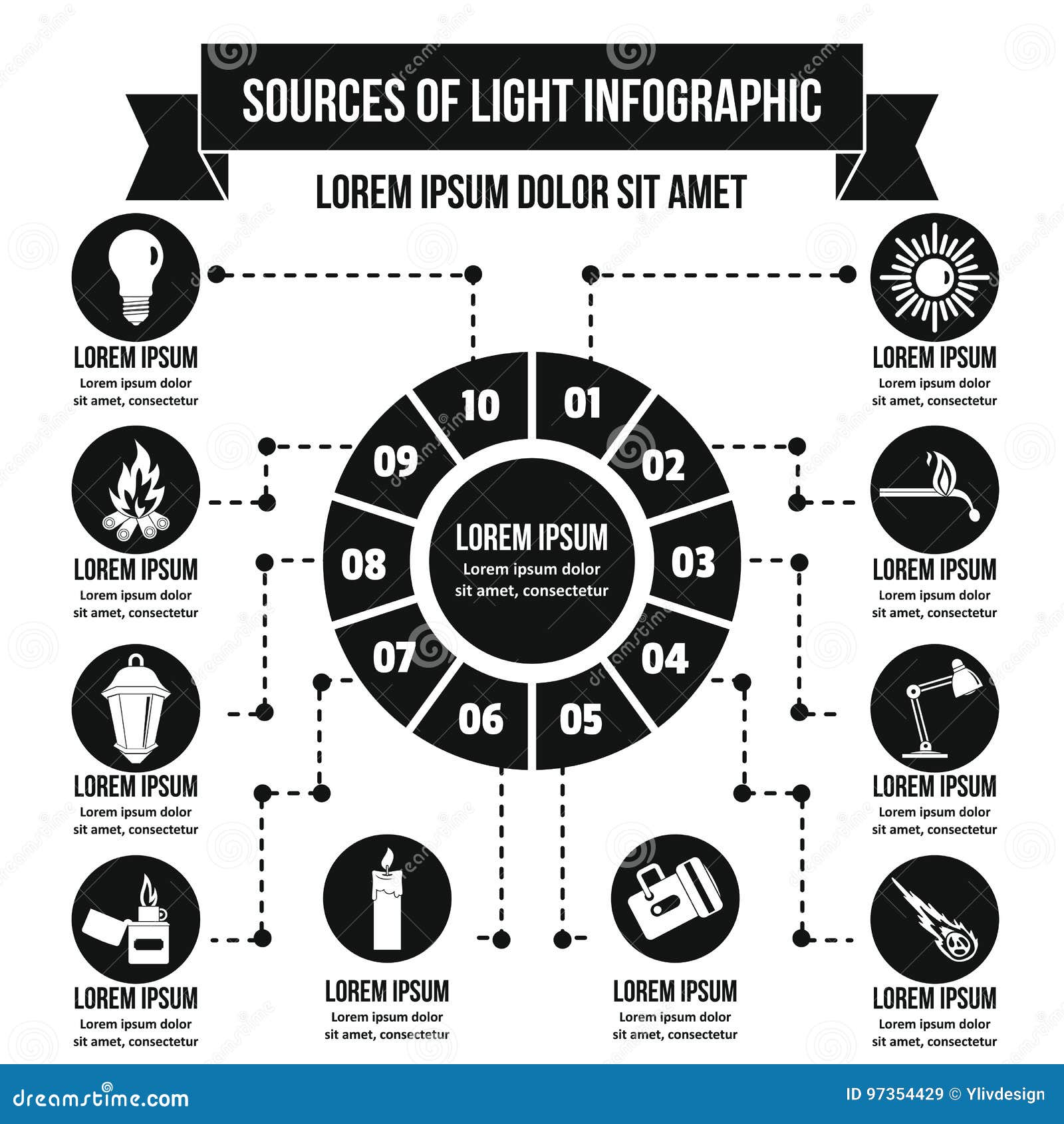 Sources of Light Infographic Concept, Simple Style Stock Vector ...