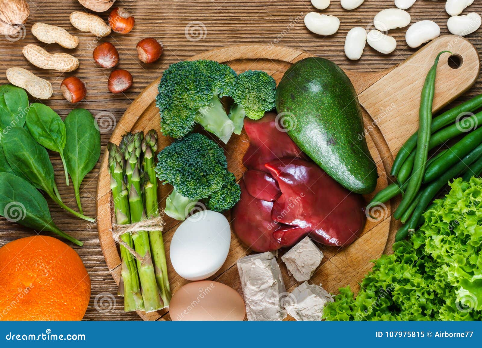 Sources Naturelles D'acide Folique Image stock - Image du santé, sain ...