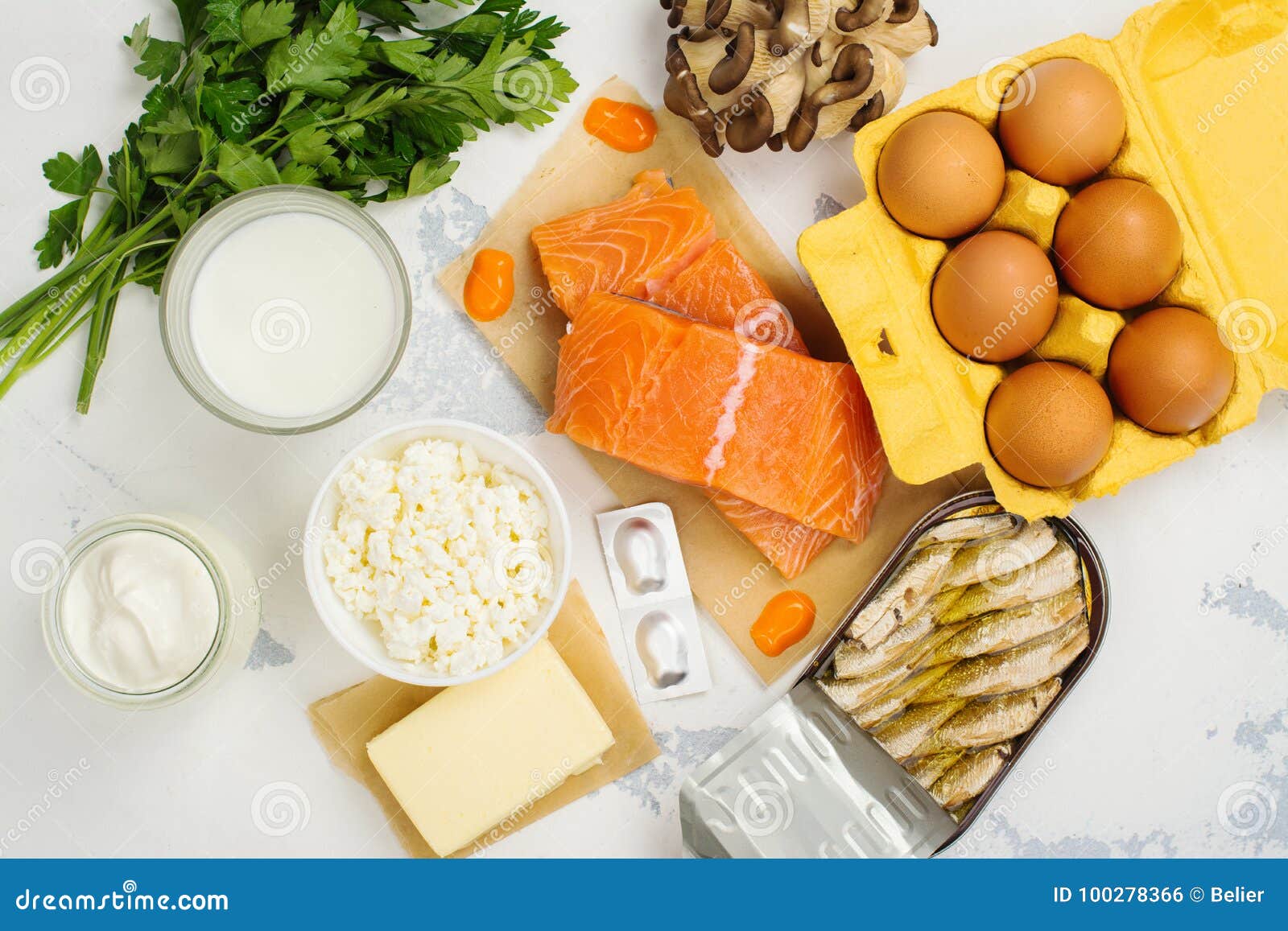 Sources Naturelles De La Vitamine D Et Du Calcium Photo stock - Image ...