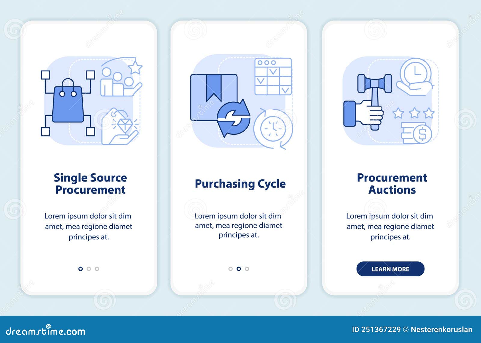 Sourcing Strategies Examples Light Blue Onboarding Mobile App Screen ...