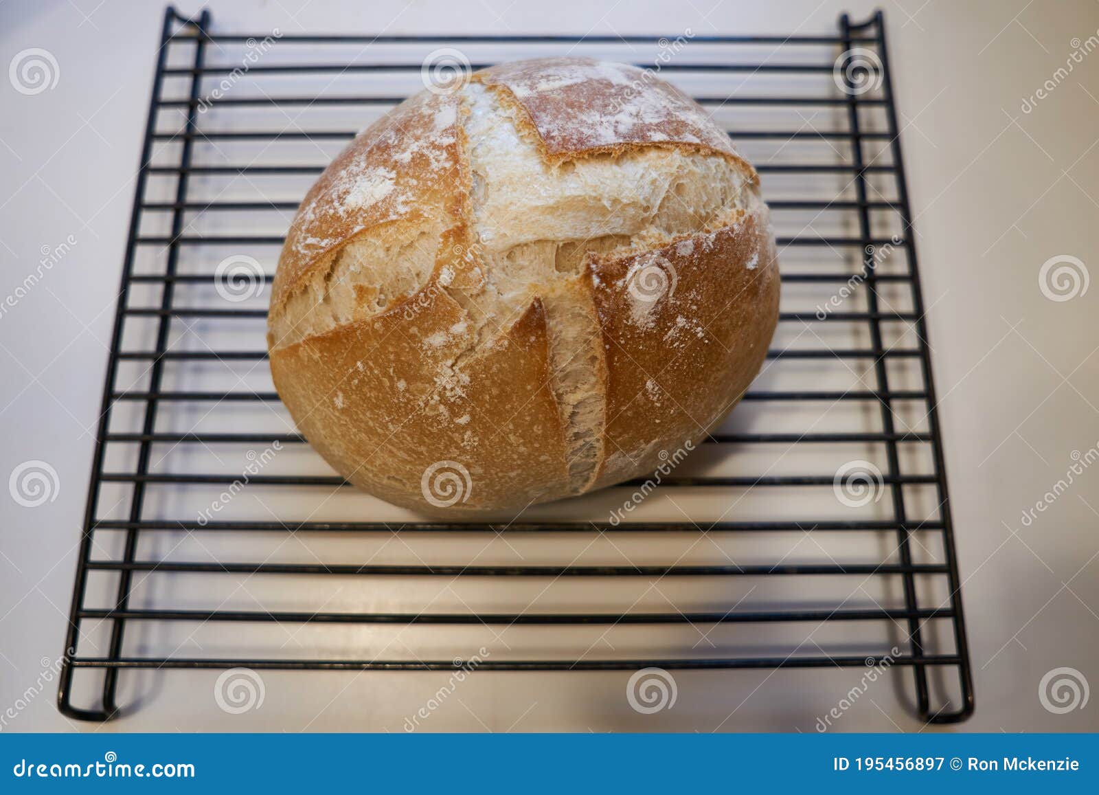 Sourdough Bread on a Cooling Rack Stock Image - Image of round, rustic ...