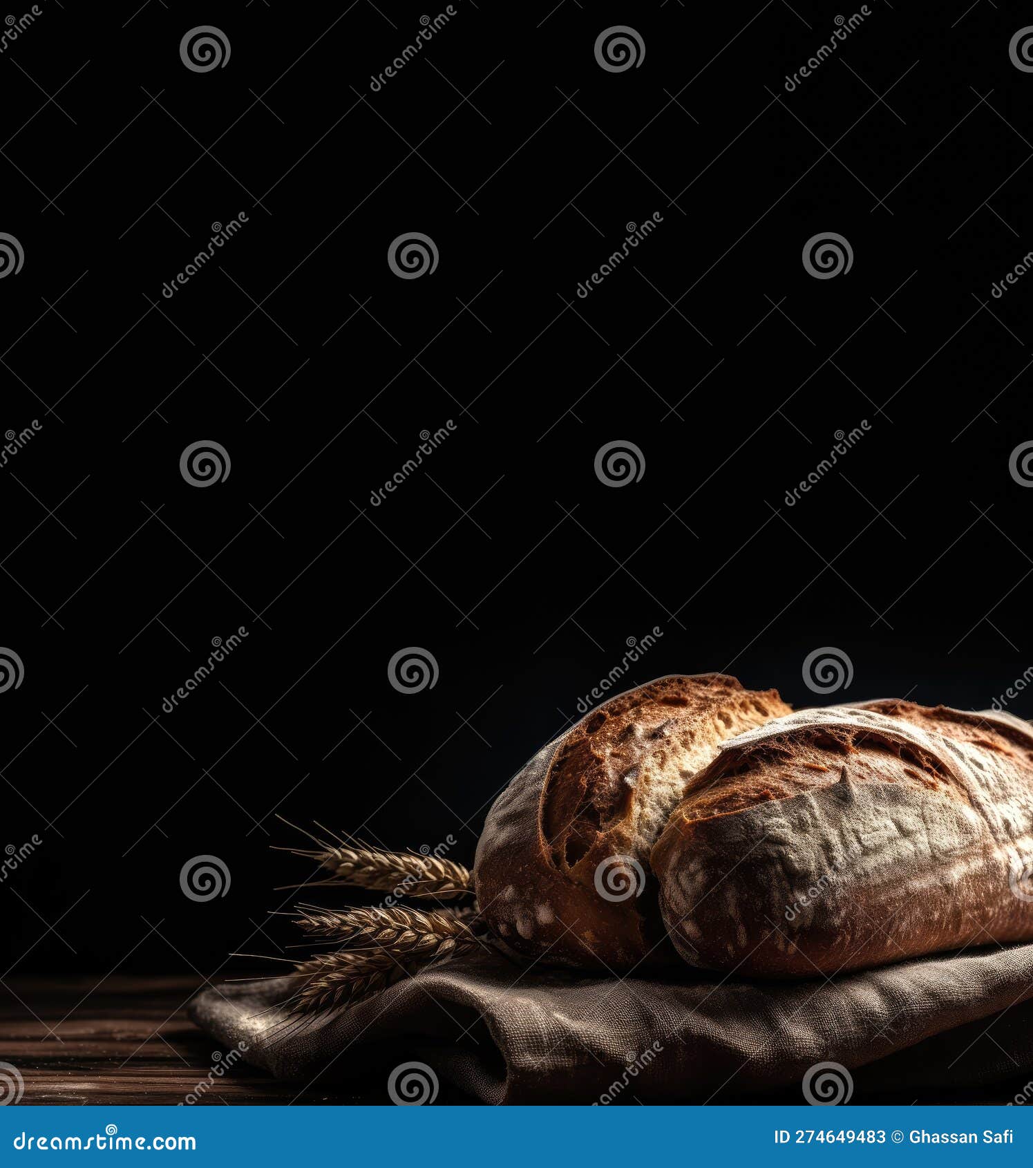 A Sourdough Bread Loaf with Dark Space for Text Stock Illustration - Illustration of food ...