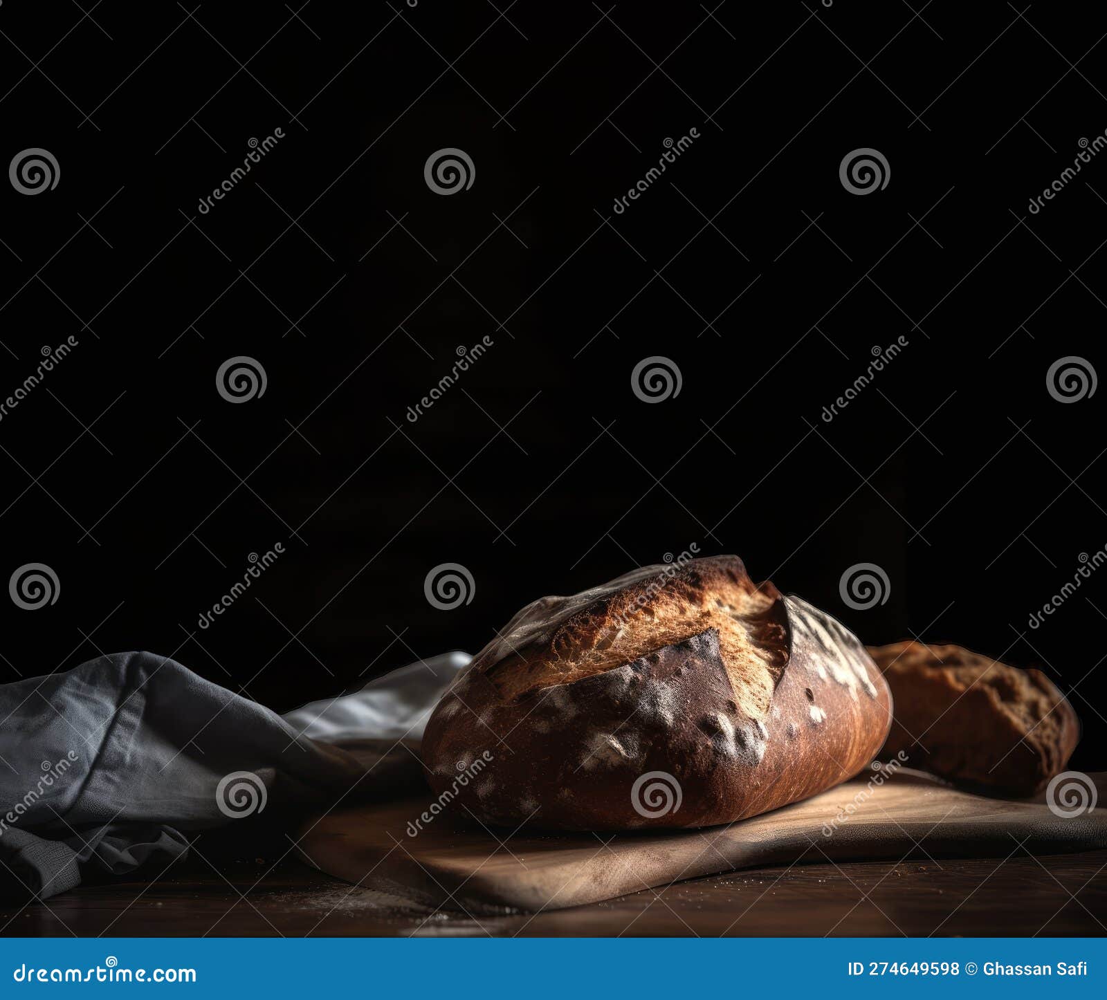 A Sourdough Bread Loaf with Dark Space for Text Stock Illustration ...
