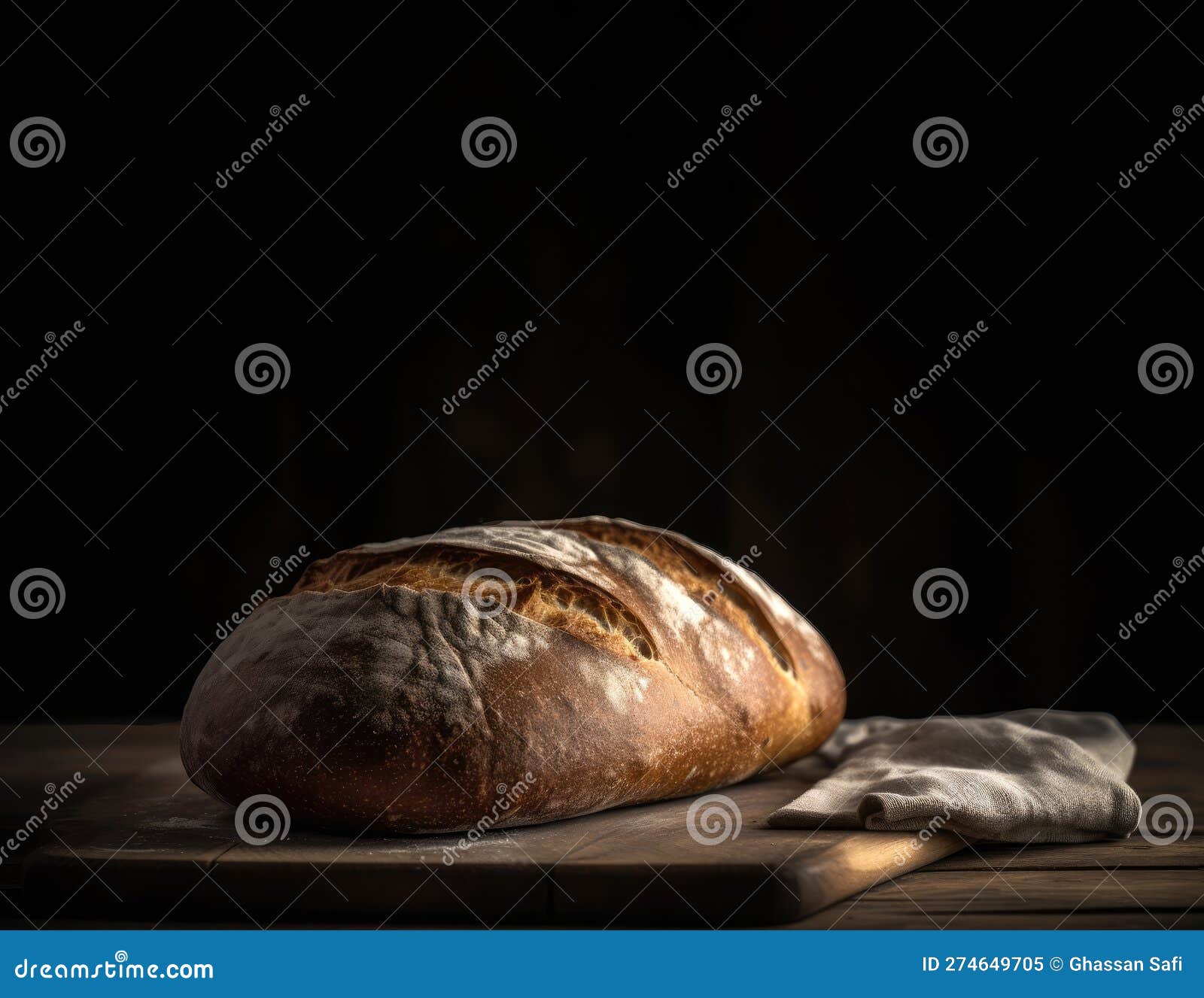 A Sourdough Bread Loaf with Dark Space for Text Stock Illustration ...