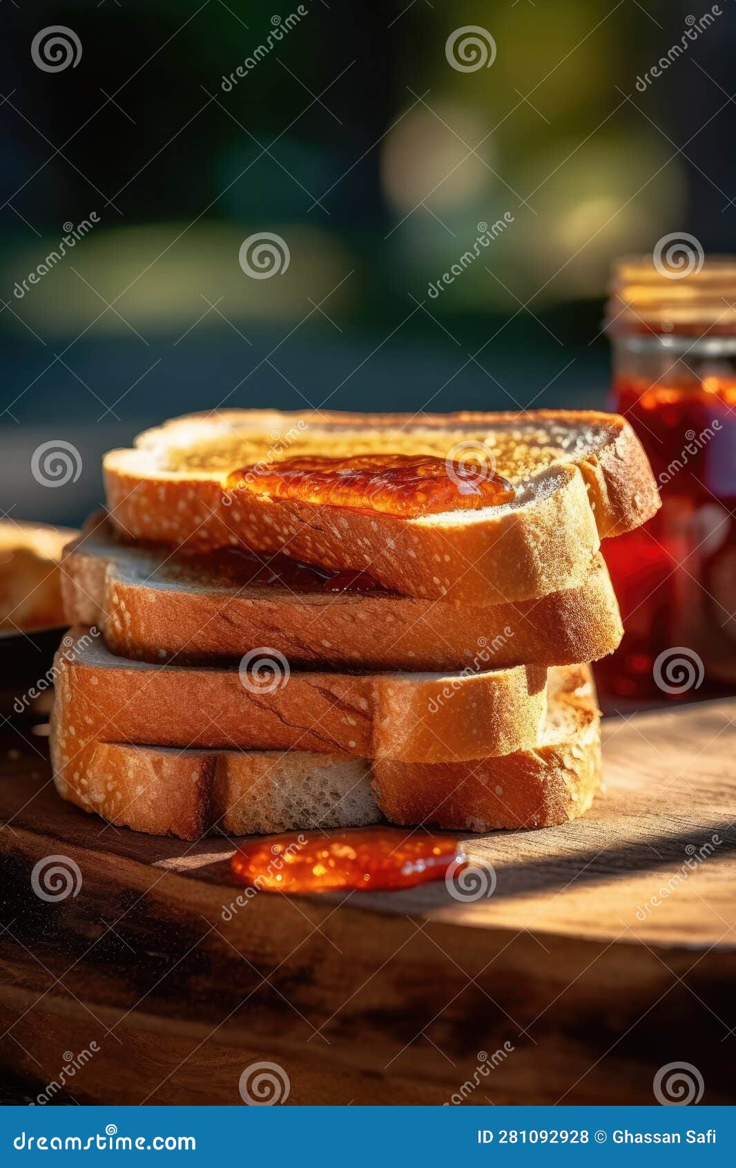 Sourdough Bread Slices with Strawberry Jam Stock Illustration ...