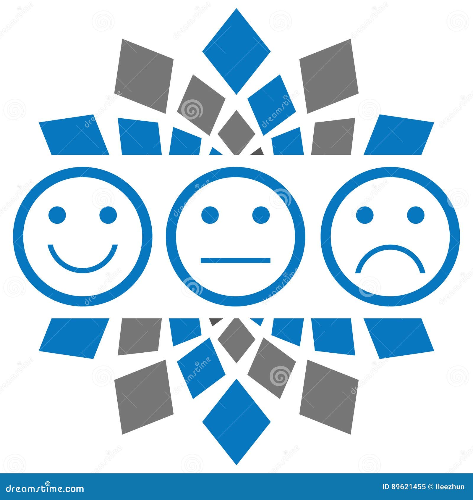 Sourire Grey Circular Bleu Neutre Triste Illustration Stock ...