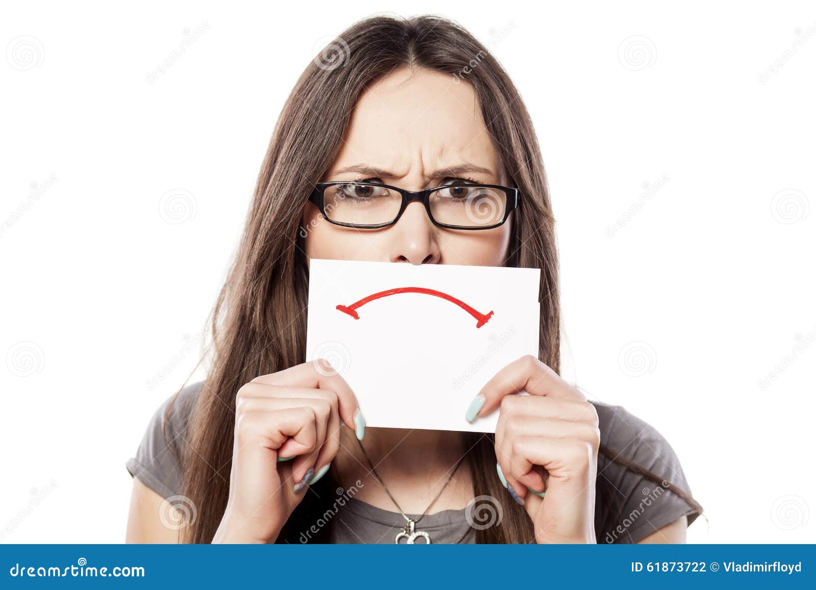 Sourire triste photo stock. Image du concept, brune, conception - 61873722