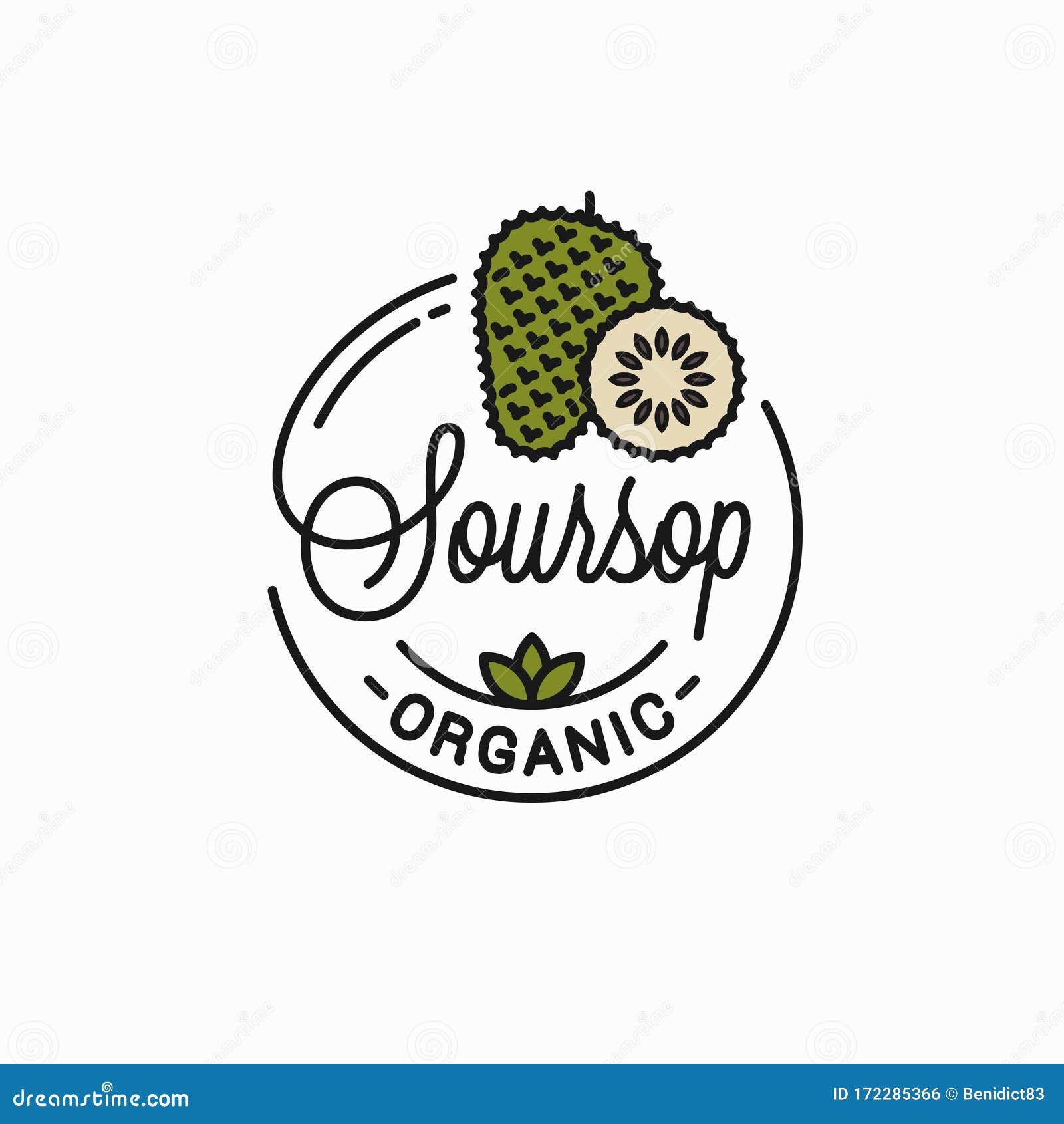 Soursop Fruit Logo. Round Linear Slice On White Vector Illustration ...