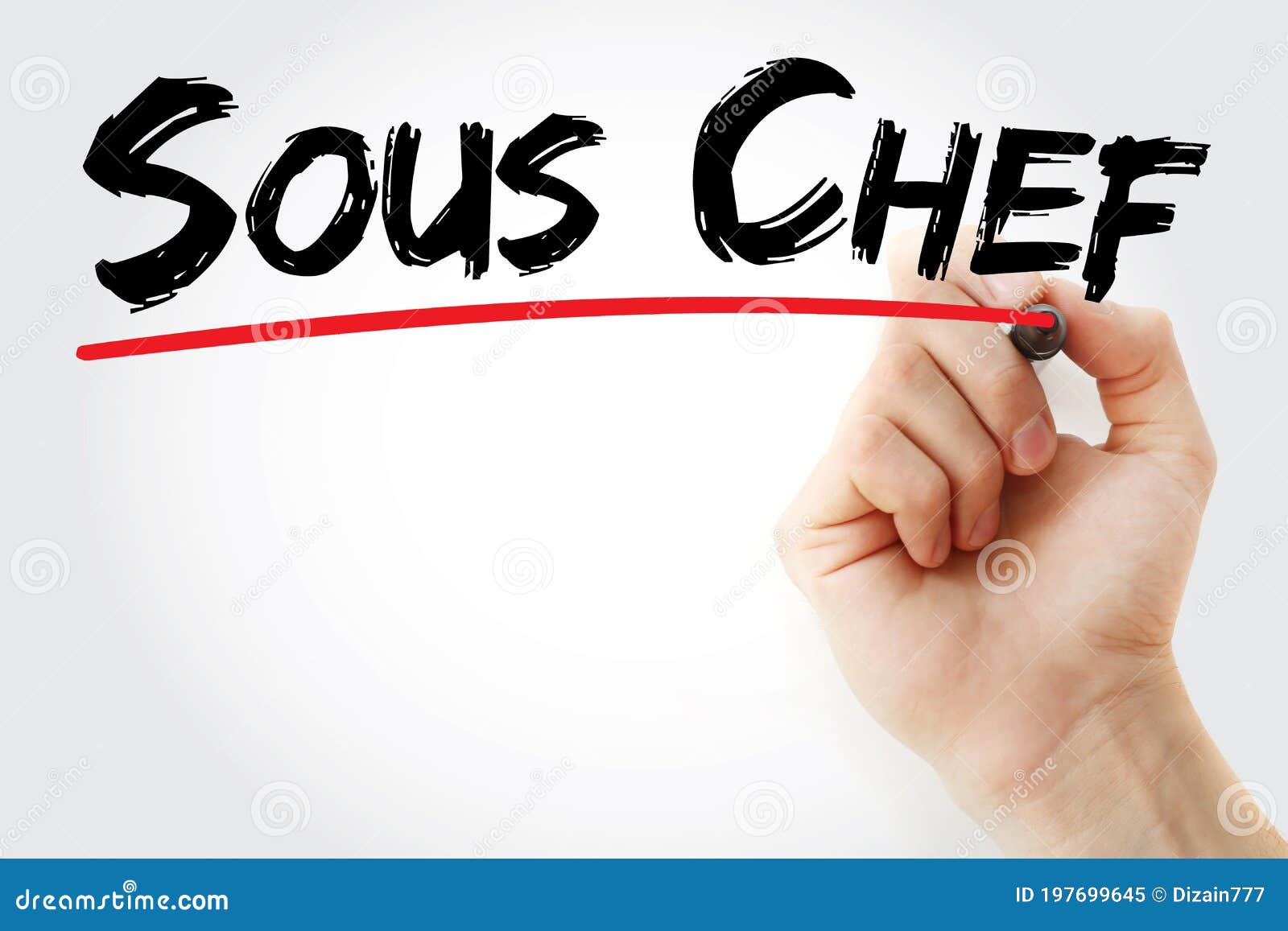 Sous chef text with marker stock image. Image of dining - 197699645