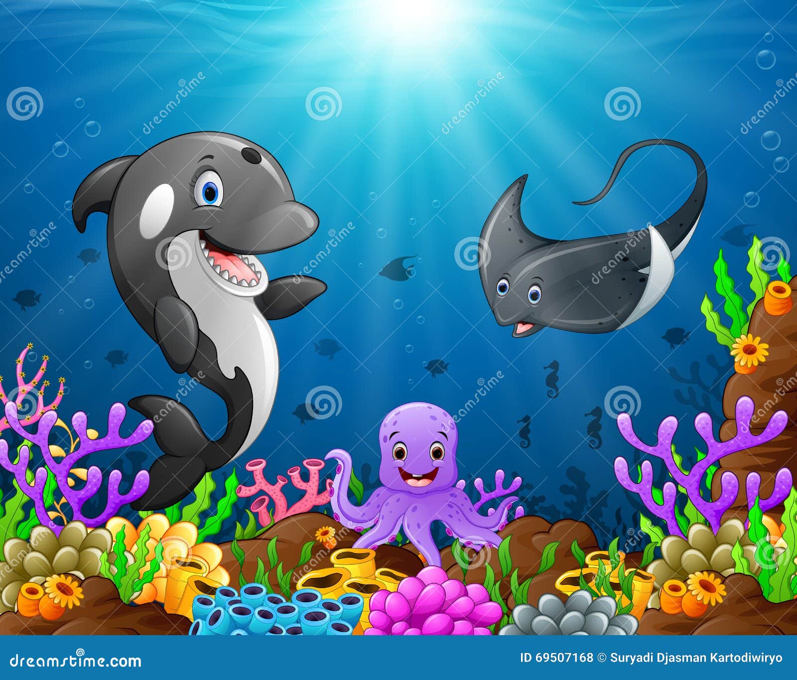 Sous la mer illustration de vecteur. Illustration du pièce - 69507168