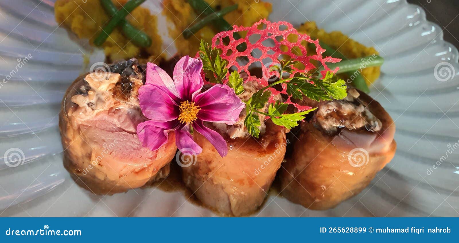 Sous Vide Roulade Chicken with Wine Sauce Stock Image - Image of sauce ...