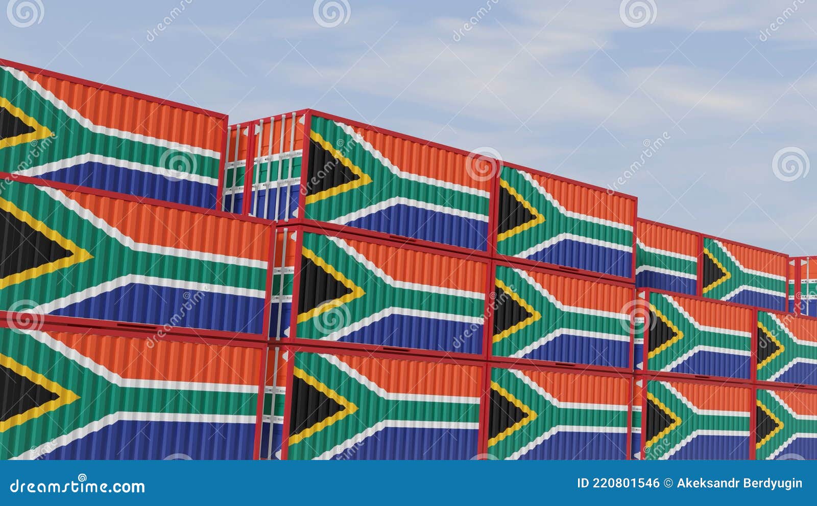 South Africa Flag Containers are Located at the Container Terminal ...