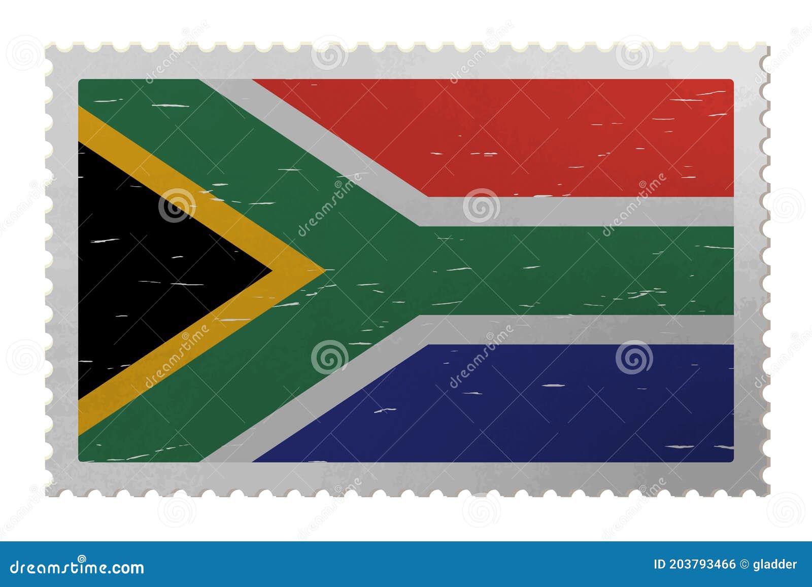 South Africa Flag on Old Postage Stamp, Vector Stock Illustration ...