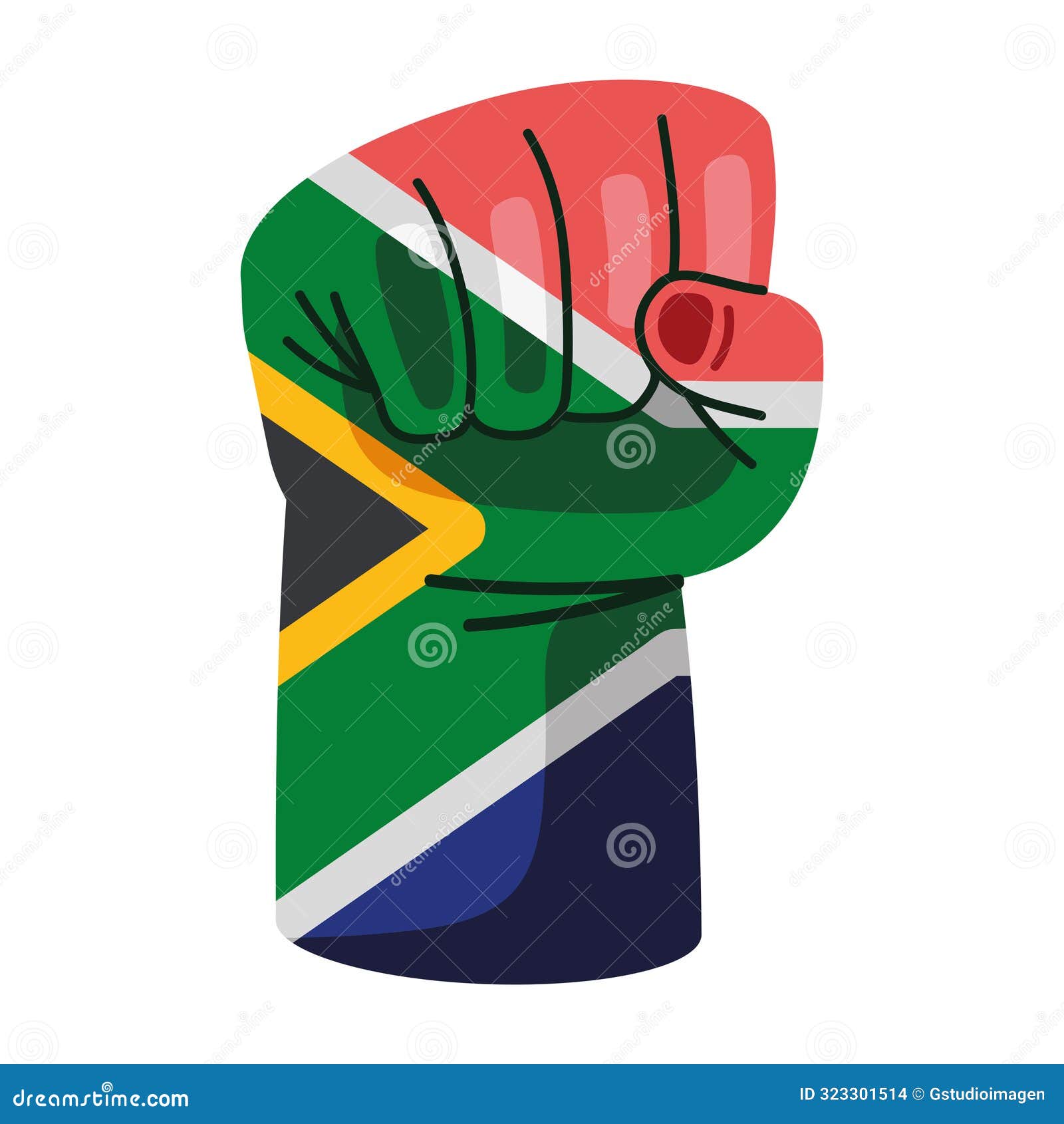 South Africa Flag Raised Hand Stock Vector - Illustration of isolated ...