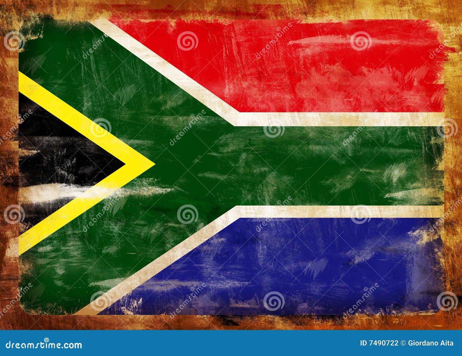 South Africa Old Painted Flag Stock Illustration - Illustration of ...