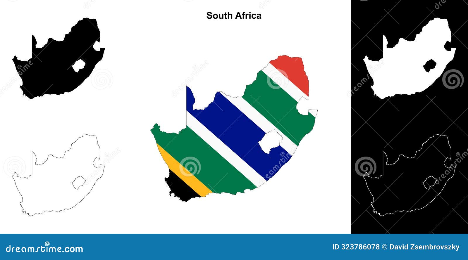 South Africa outline map stock illustration. Illustration of silhouette ...