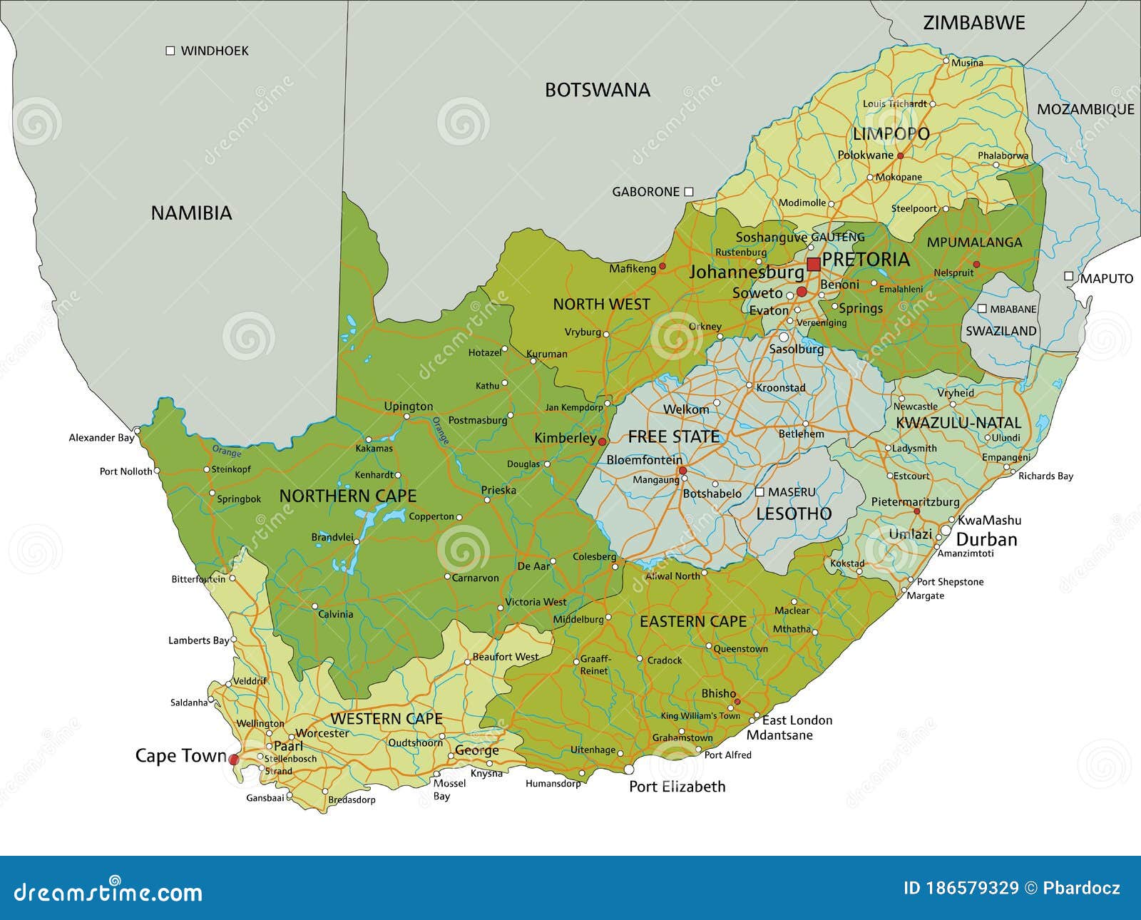 Highly Detailed Editable Political Map with Separated Layers. South ...