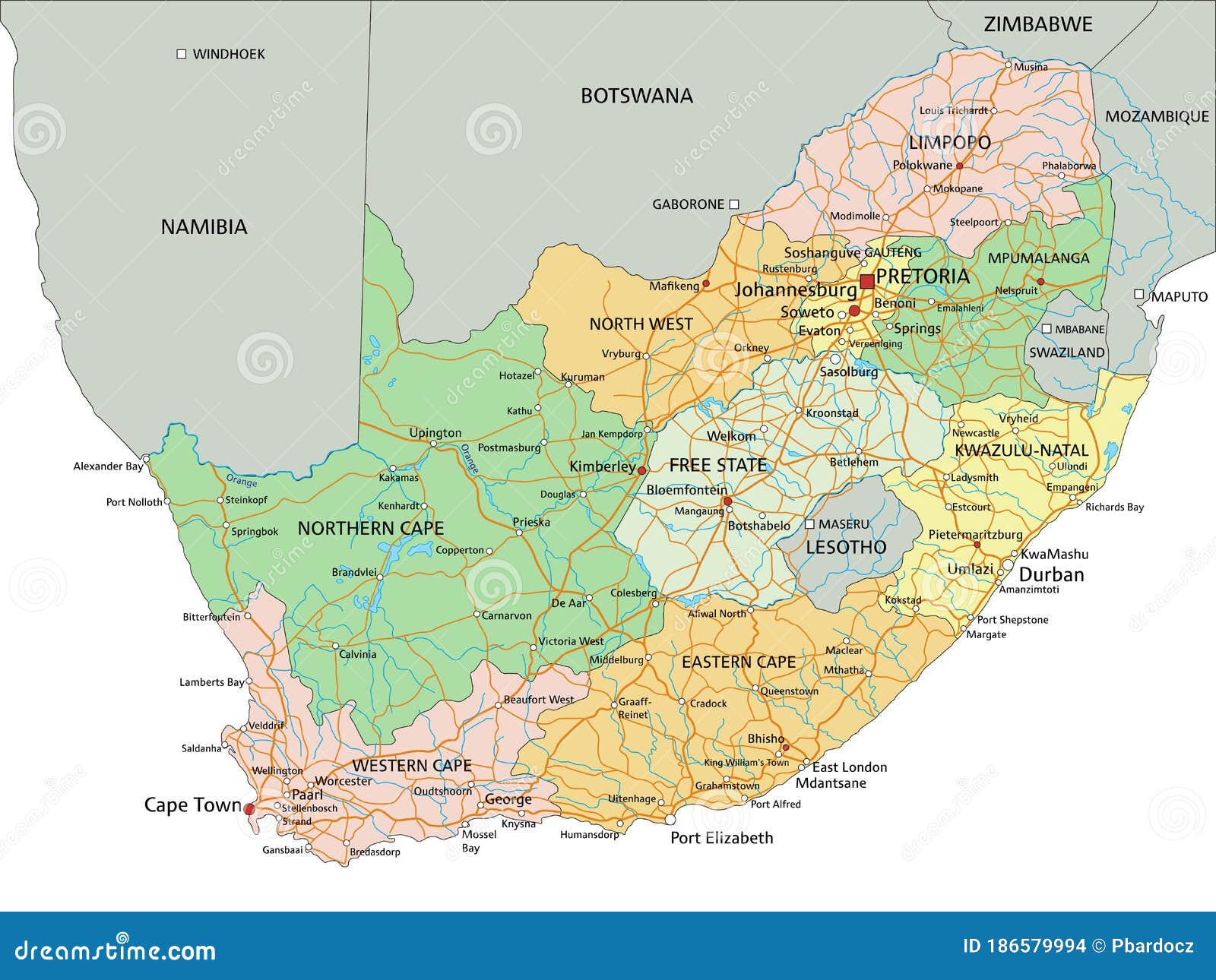 South Africa - Highly Detailed Editable Political Map with Labeling ...