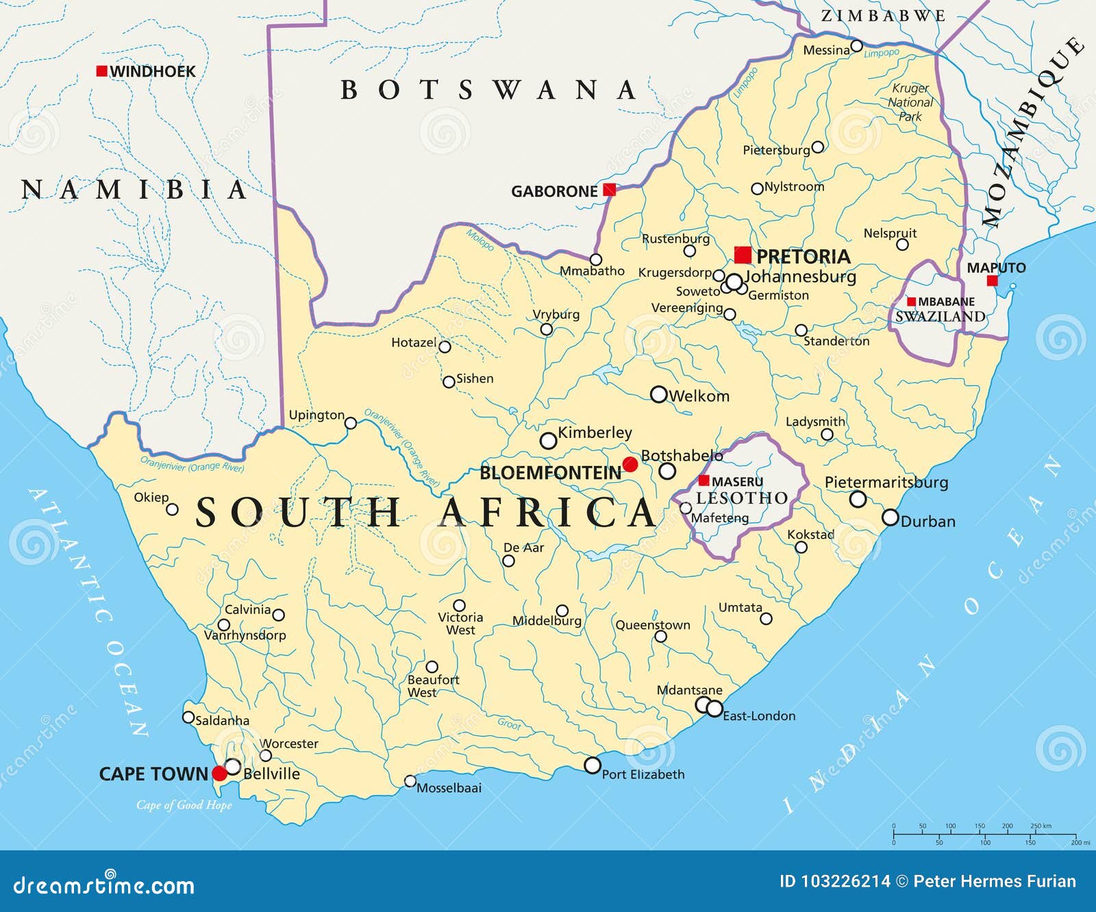 South Africa Political Map stock vector. Illustration of geography ... South Africa Political Map stock vector. Illustration of geography ...