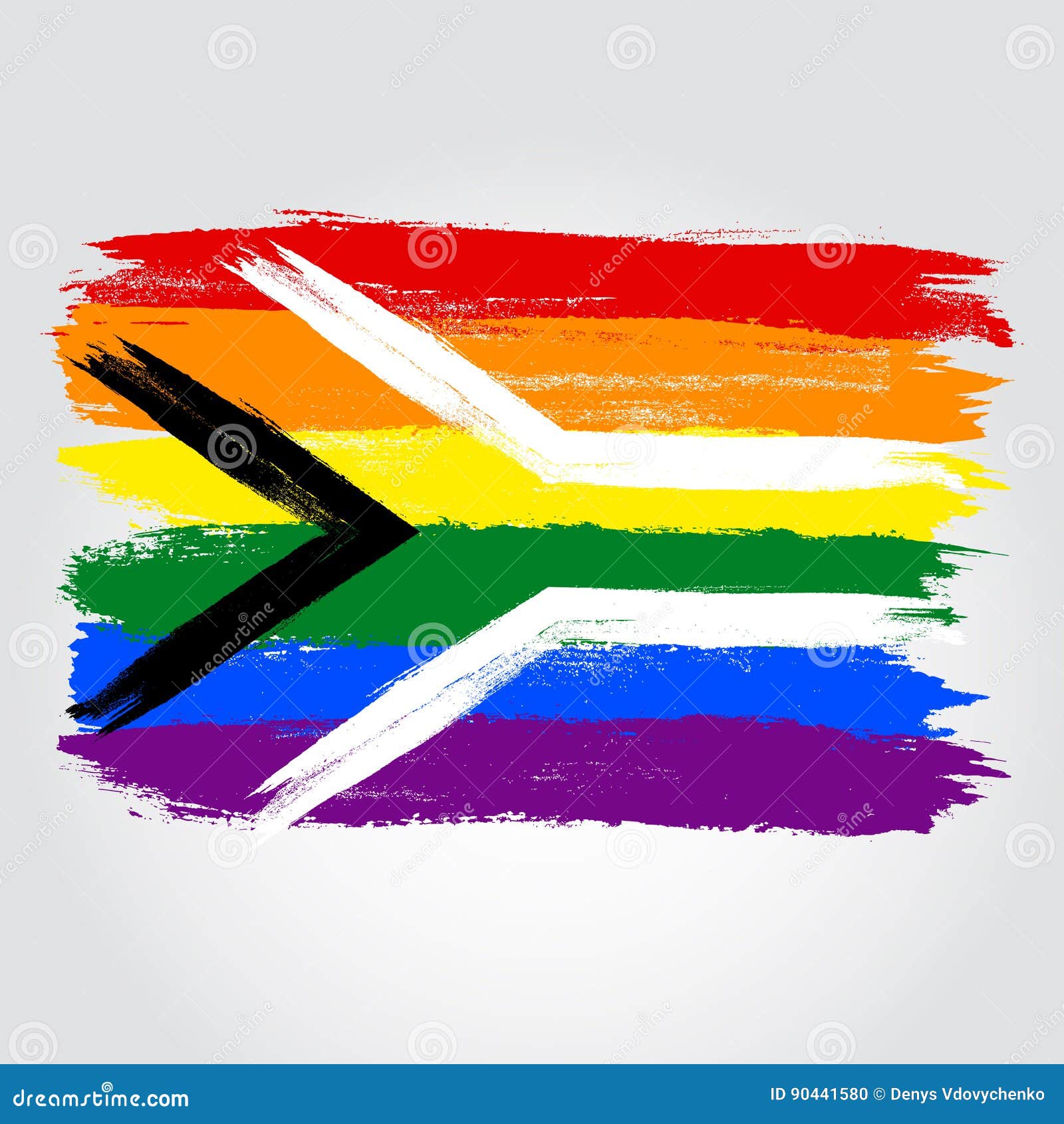 South Africa Pride Flag In A Form Of Brush Stroke Vector Illustration ...