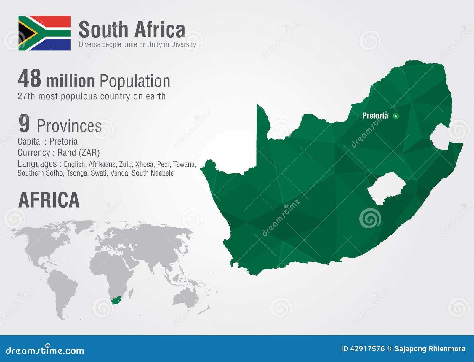 South Africa World Map with a Pixel Diamond Texture. Stock Vector ...