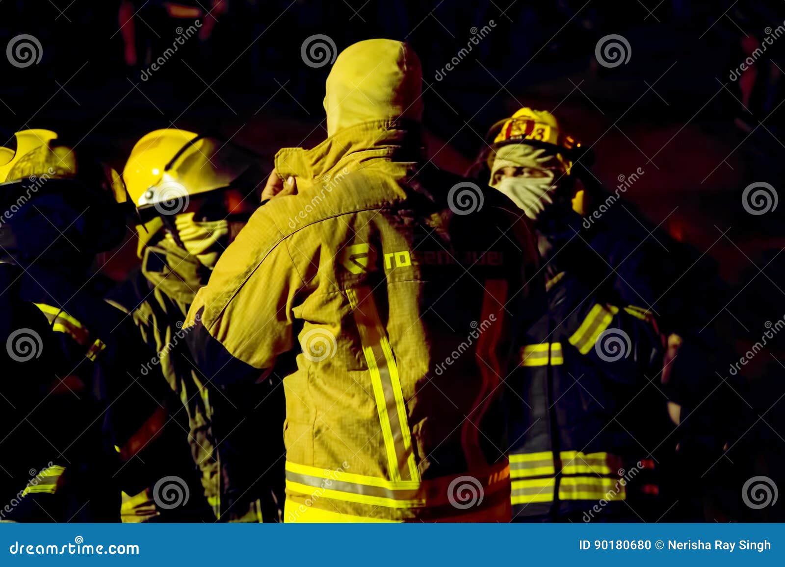 South African Firefighters in Full Bunker Gear at Night Editorial Image ...