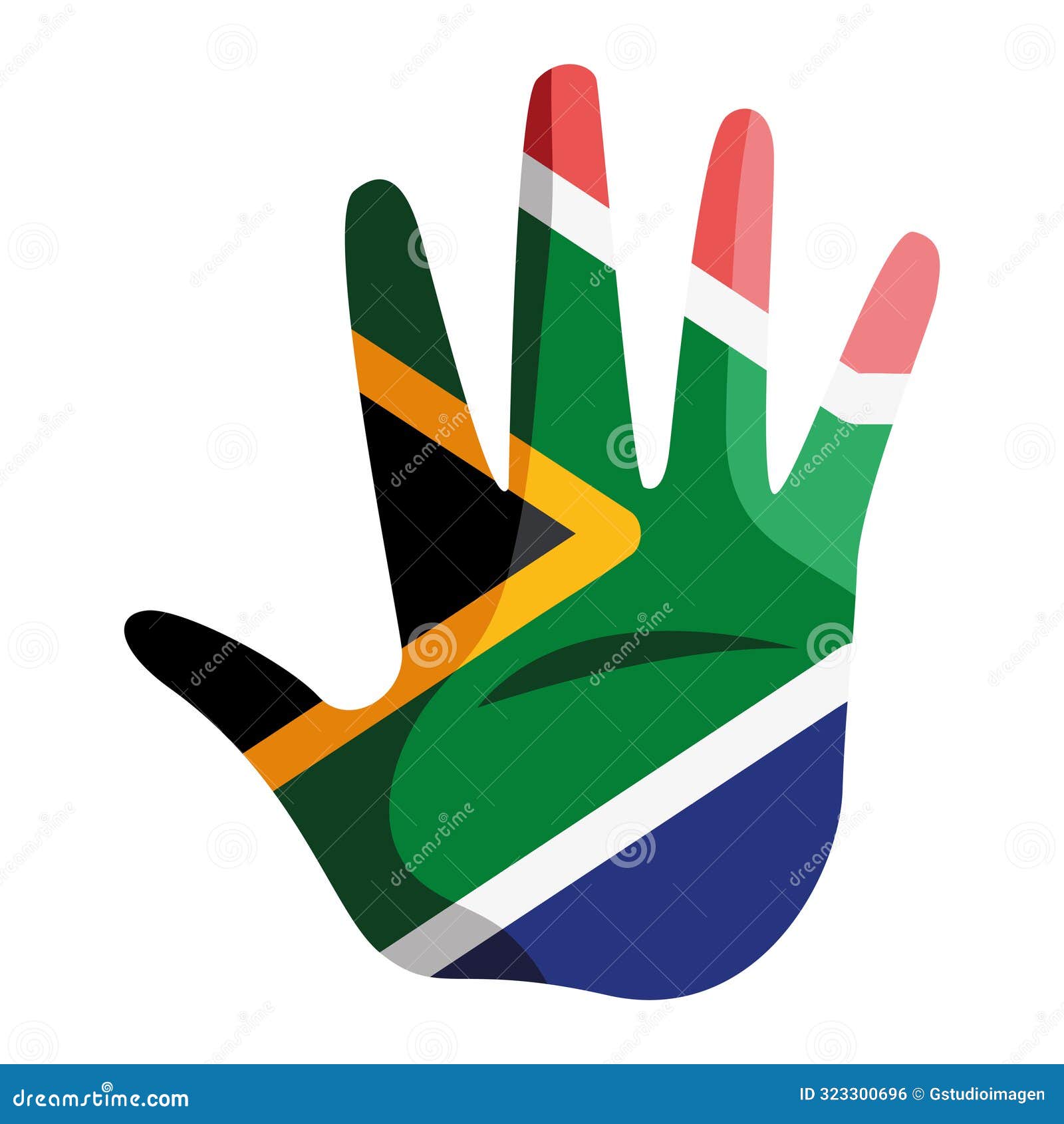 South African Flag Hand Shape Stock Vector - Illustration of country ...