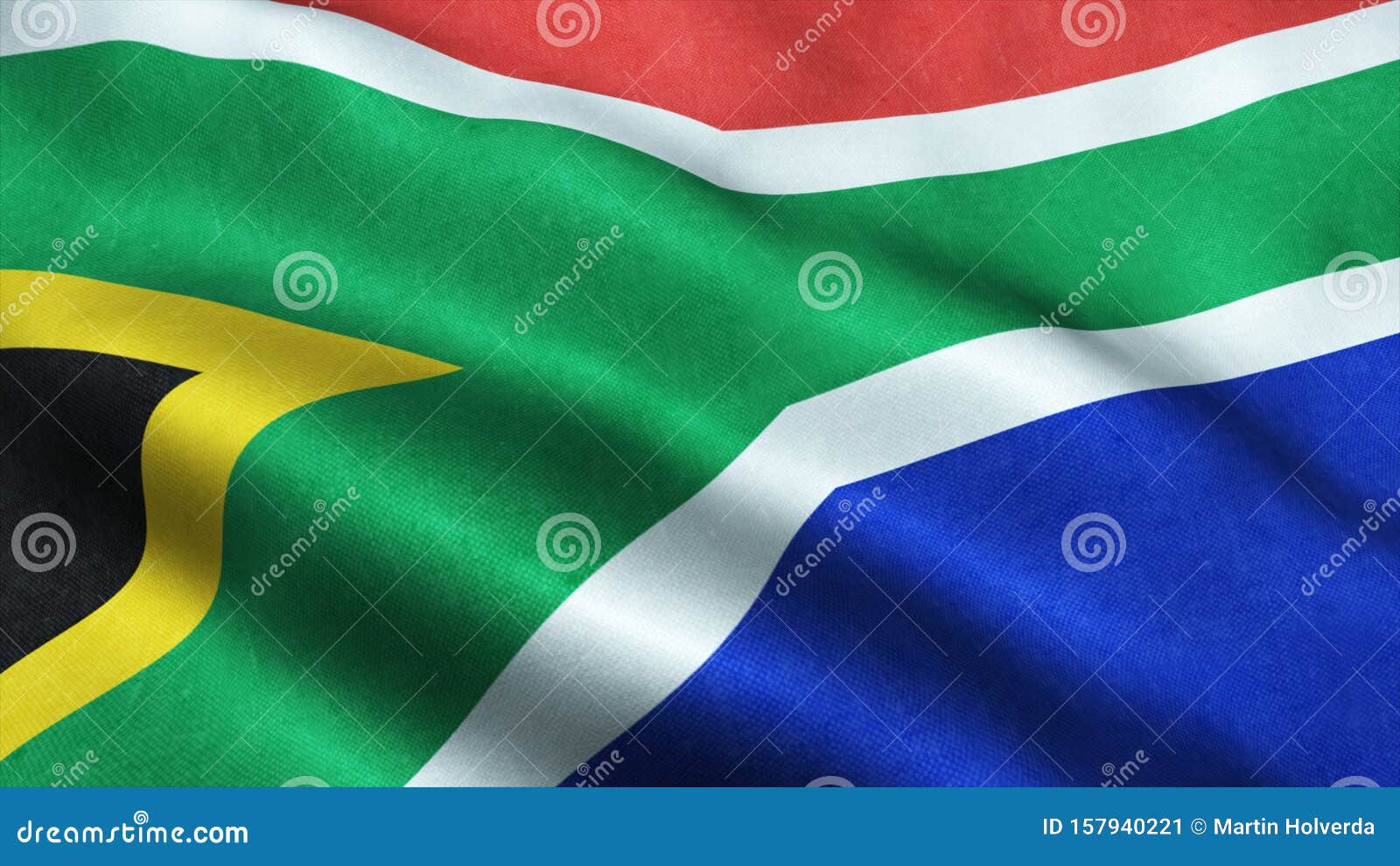 South African Flag Waving In The Wind Isolated South Africa Stock Image