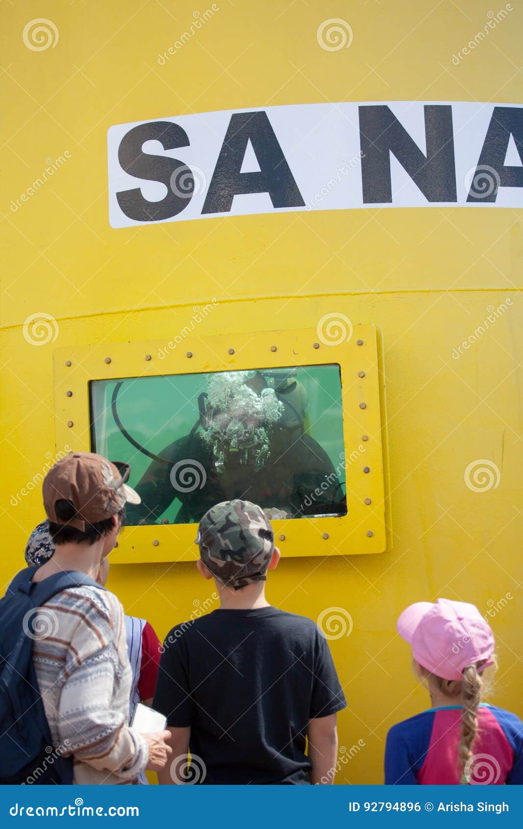 South African Navy Diver in Tank during a Public Display Editorial ...
