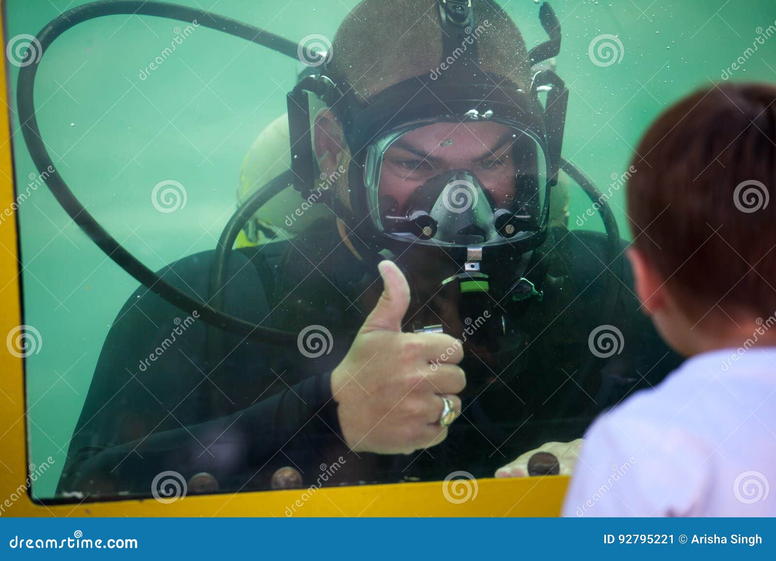 South African Navy Diver in Tank during a Public Display Editorial ...