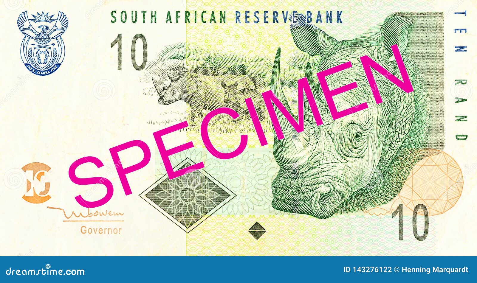 10 South African Rand Bank Note Obverse Stock Photo - Image of cash ...