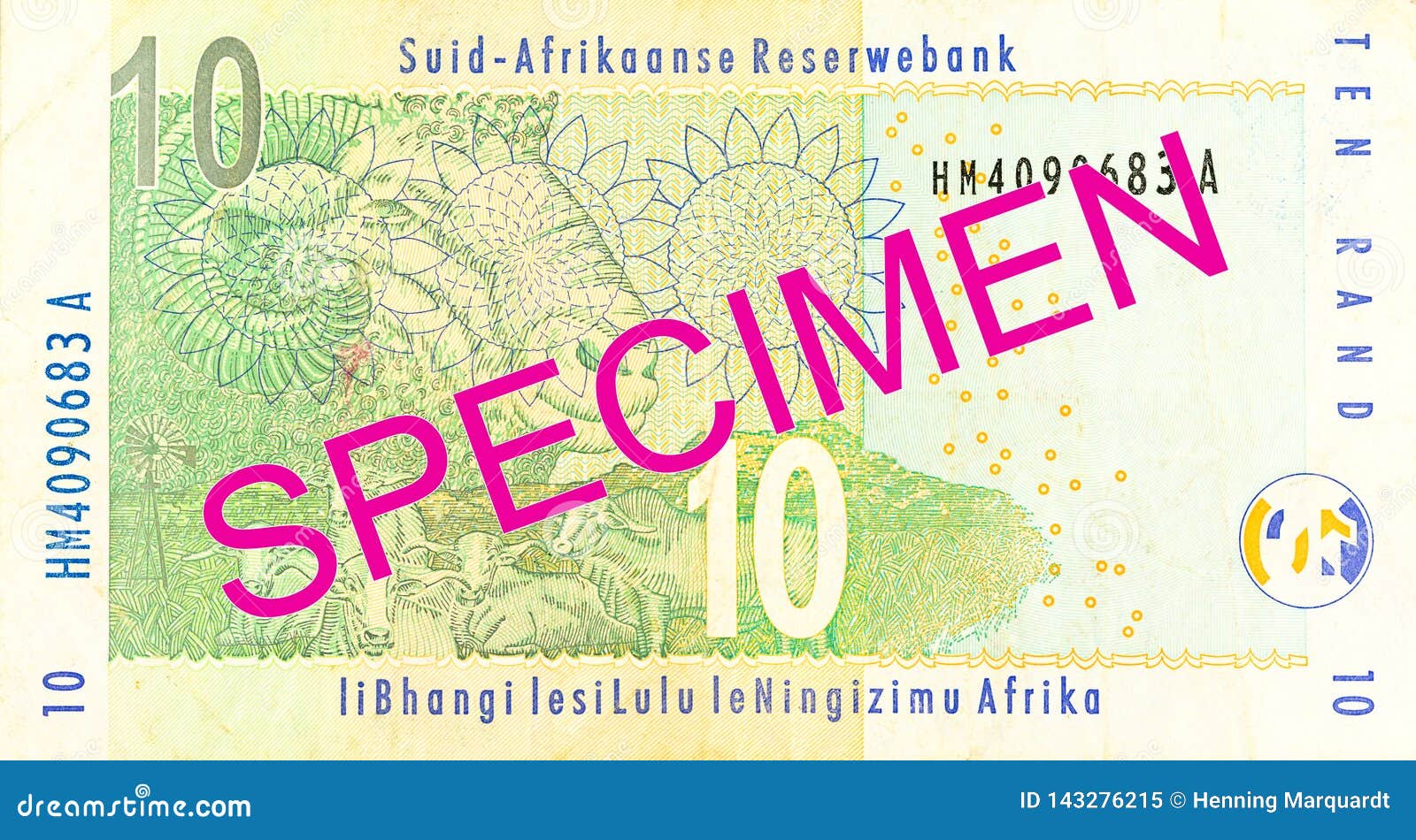 10 South African Rand Bank Note Reverse Stock Image - Image of reverse ...