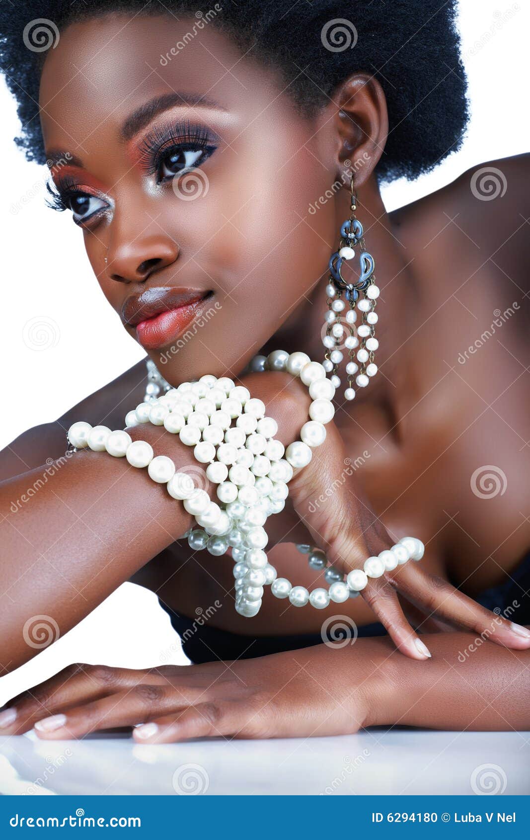 South African Woman with Pearls Stock Photo - Image of african, dreamy ...