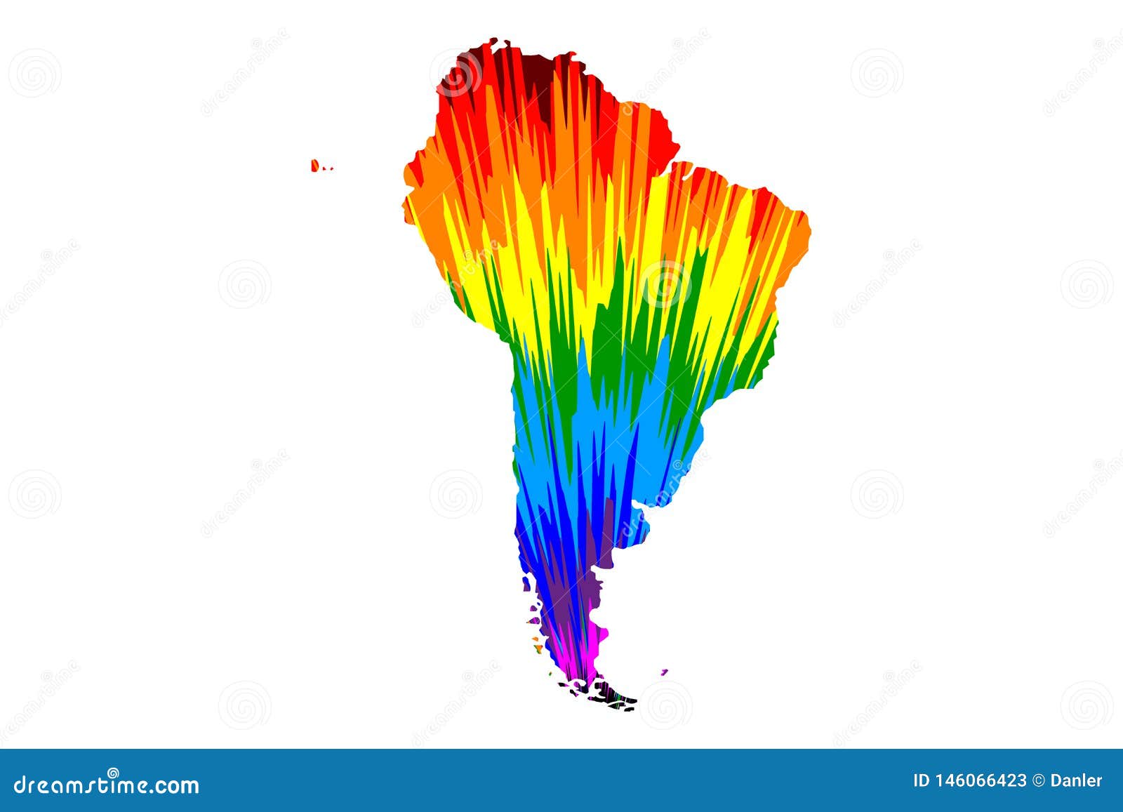 South America Continent Map Is Designed Rainbow Abstract Colorful