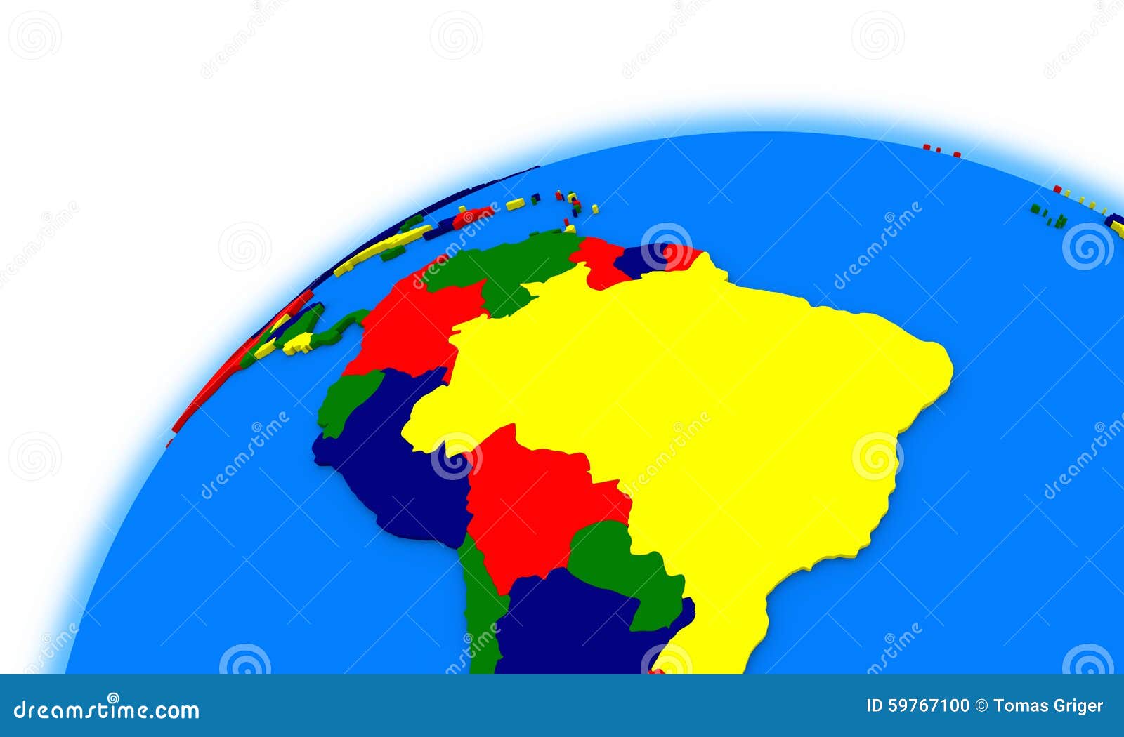 South America on Globe Political Map Stock Illustration - Illustration ...
