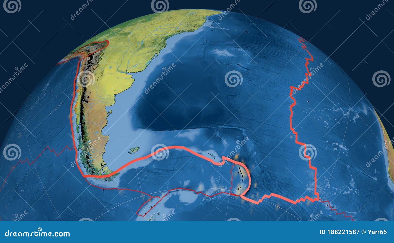 South America Plate Outlined - Topographic Stock Illustration ...