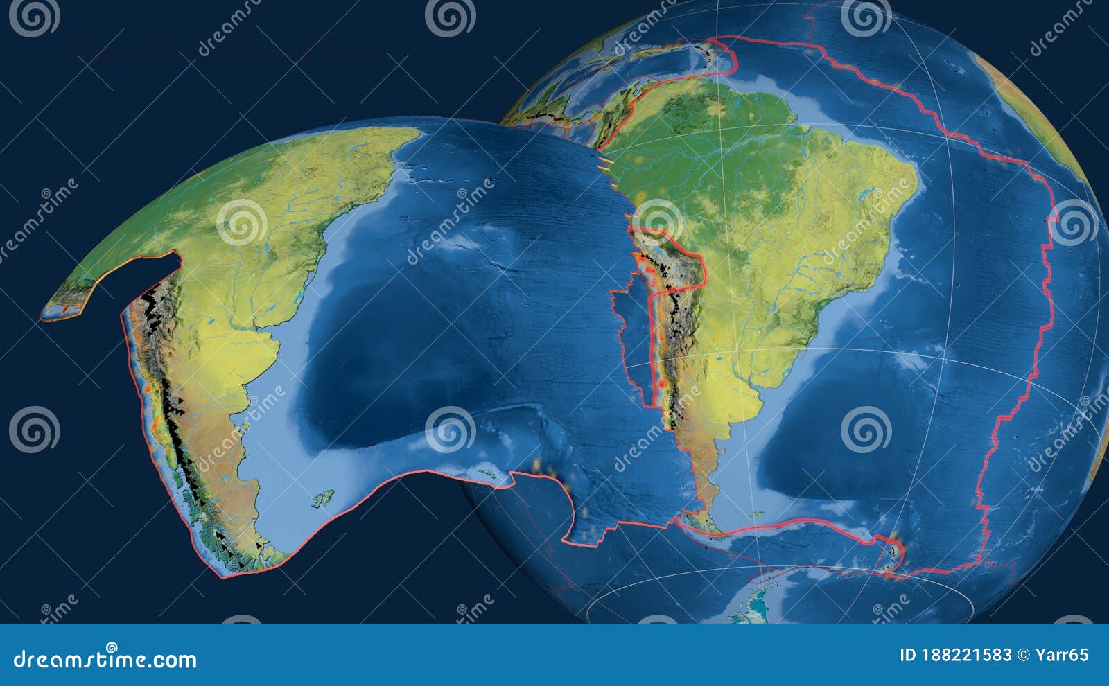 South America Plate Presented - Topographic Stock Illustration ...
