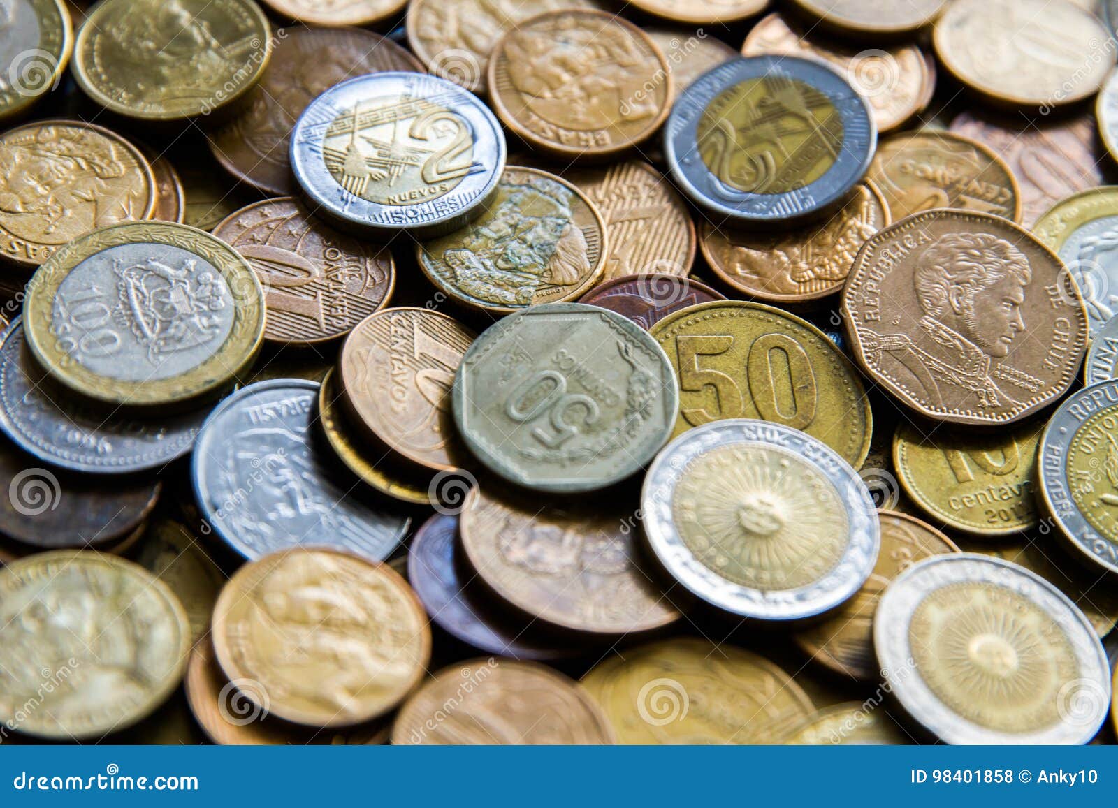 South American coins stock photo. Image of bank, concept - 98401858