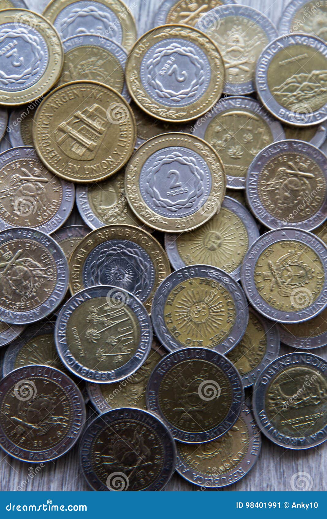 South American coins stock image. Image of industry, pesos - 98401991