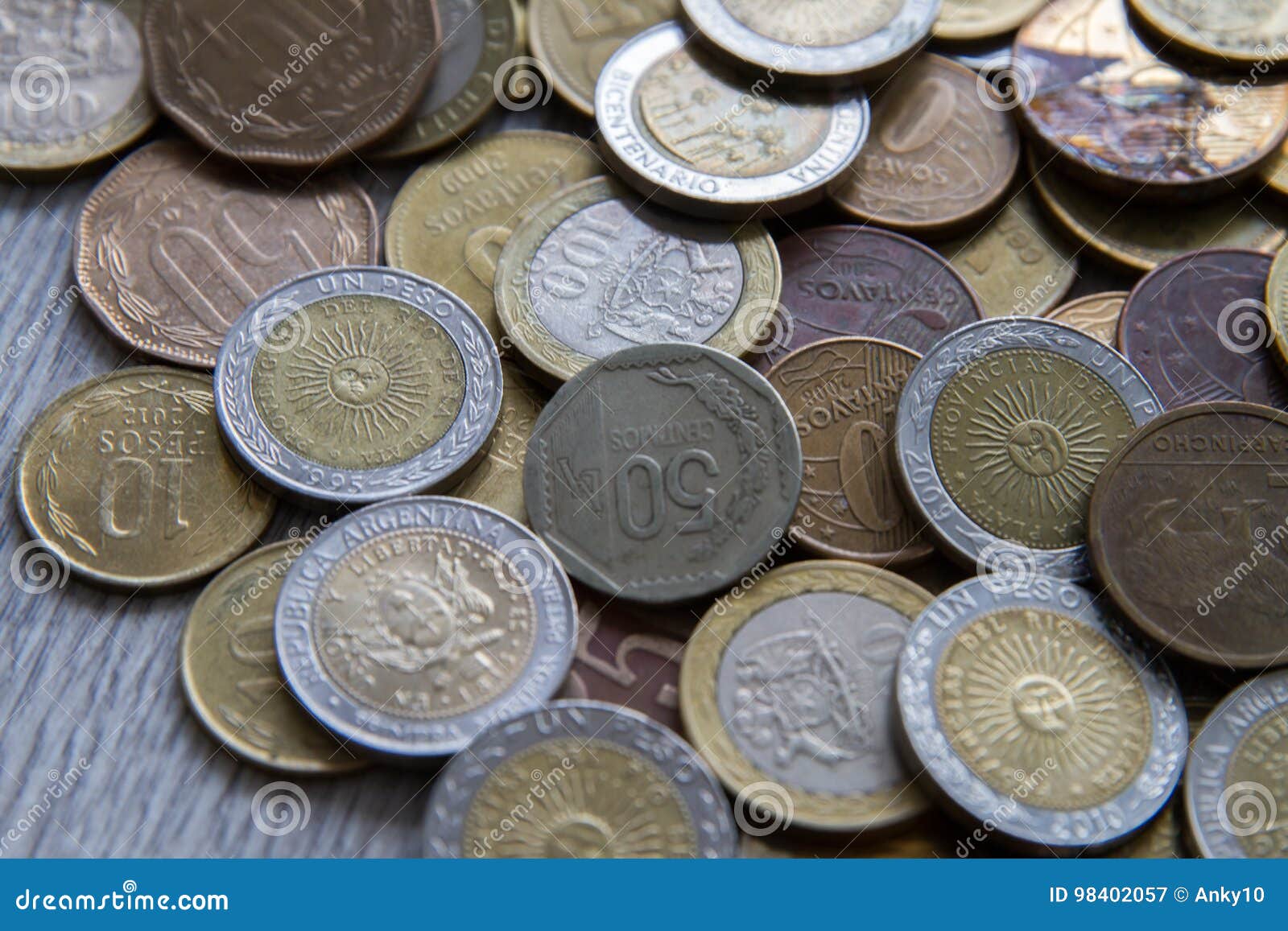South American coins stock image. Image of chile, pesos - 98402057