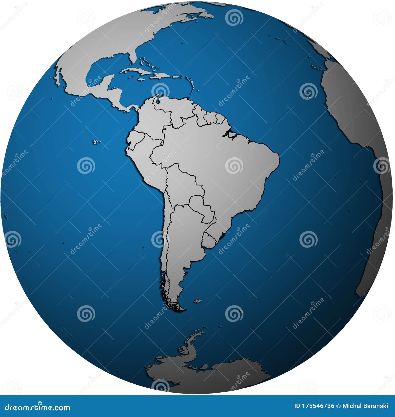 South American Flags on Globe Map Stock Illustration - Illustration of ...
