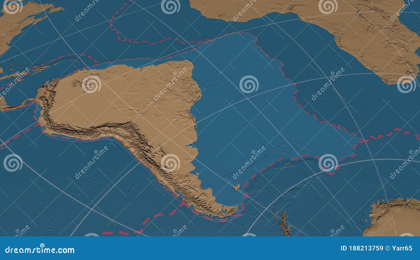 South American Plate Enlarged and Outlined - Grayscale Stock ...